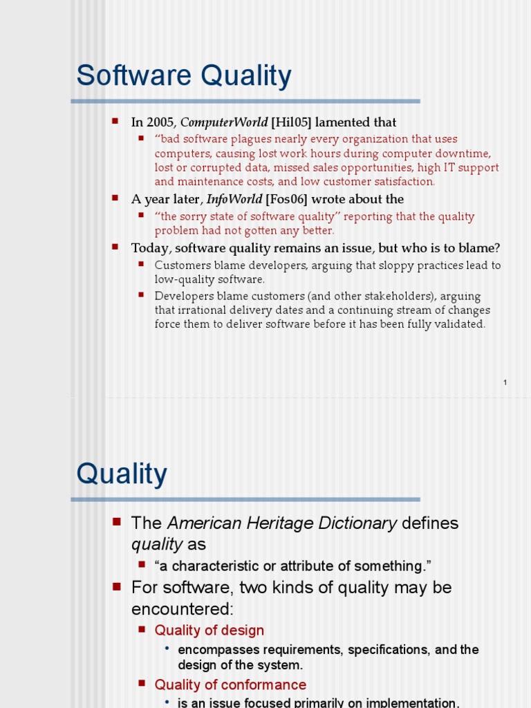 Software Quality: in 2005, Computerworld (Hil05) Lamented That | PDF | Software Quality ...