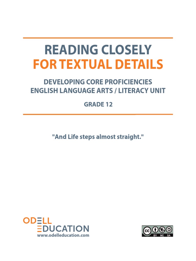 READING CLOSELY FOR TEXTUAL DETAILS - G12-Life-Steps-Almost-Straight ...