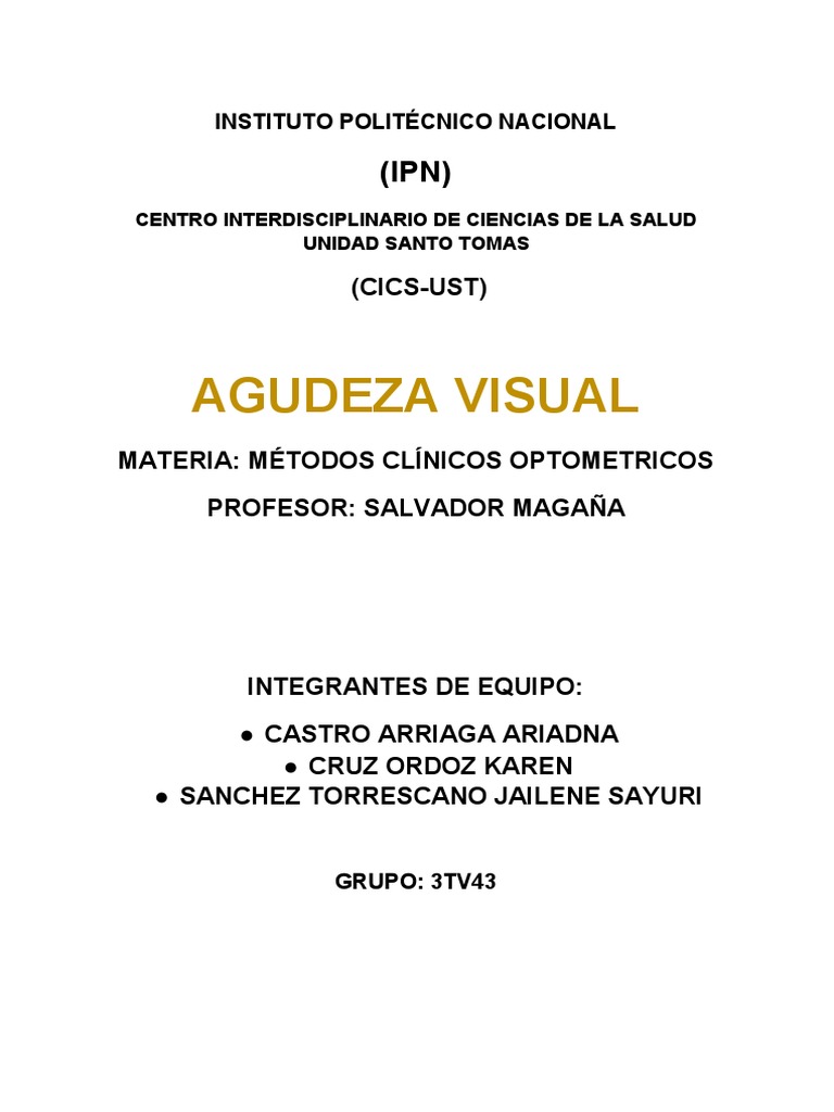 Cartillas de Agudeza Visual (Tarea 1) | PDF