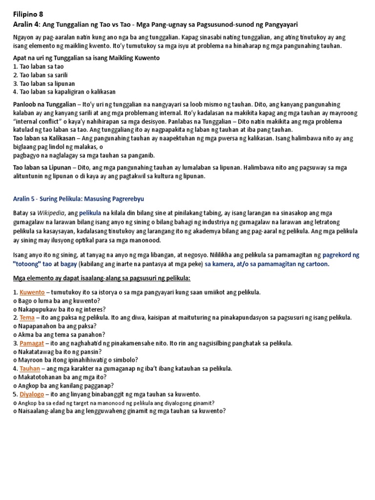 Filipino 8 - Kwarter 4 | PDF