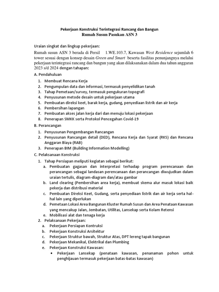 2023 04 18uraian Singkat Rumah Susun ASN 3 | PDF