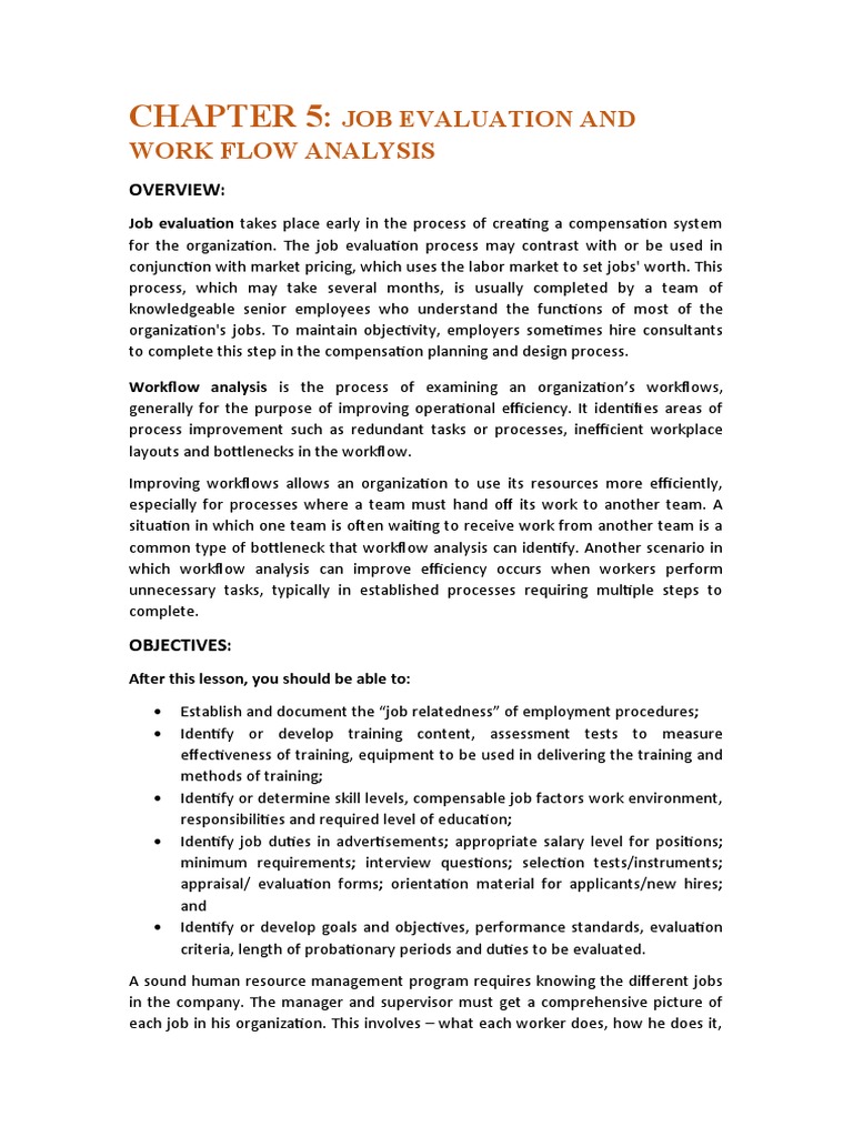 Job Evaluation and Workflow Analysis | PDF