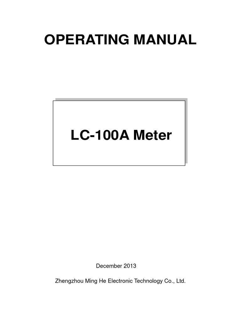 Lc100a 2.5 LCD Digital High Precision Inductance Capacitance LC Meter | PDF | Capacitance ...