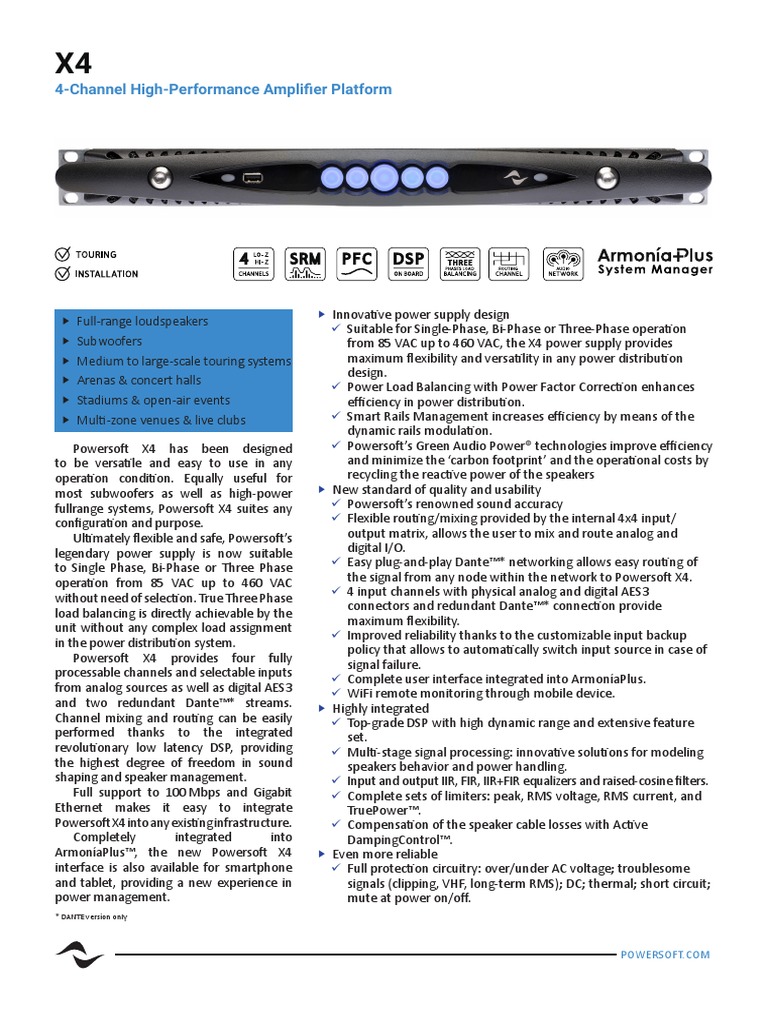 Powersoft X4 DS EN WEB | PDF | Decibel | Analogue Electronics