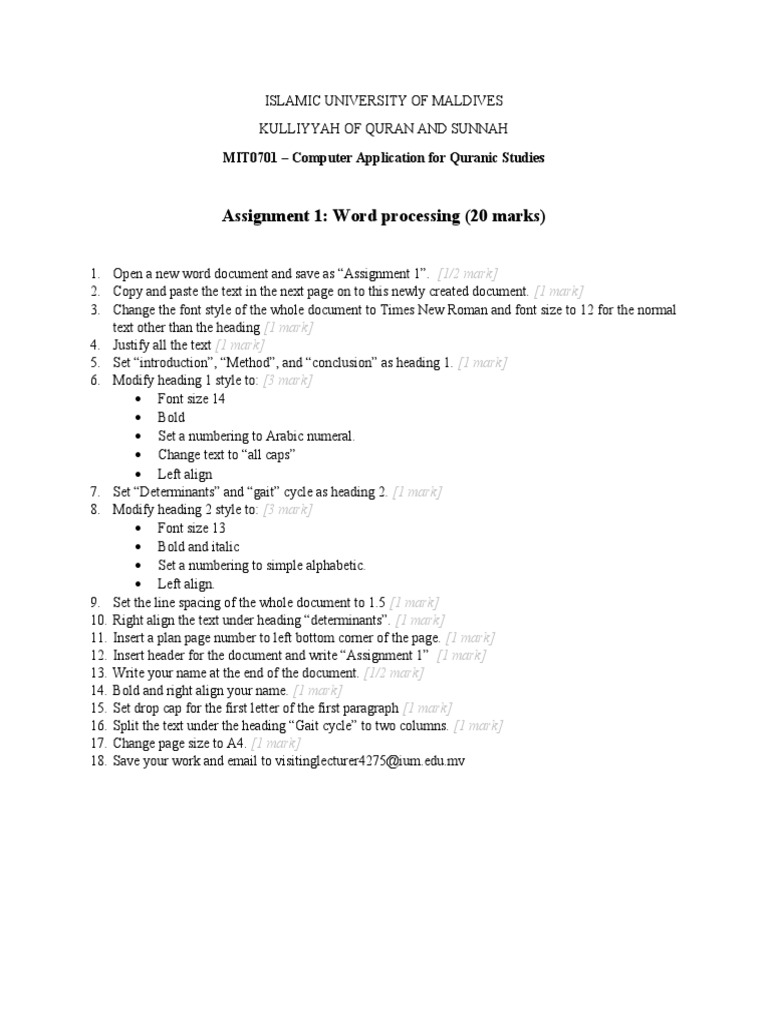 Assignment 1 Word Processing Pdf