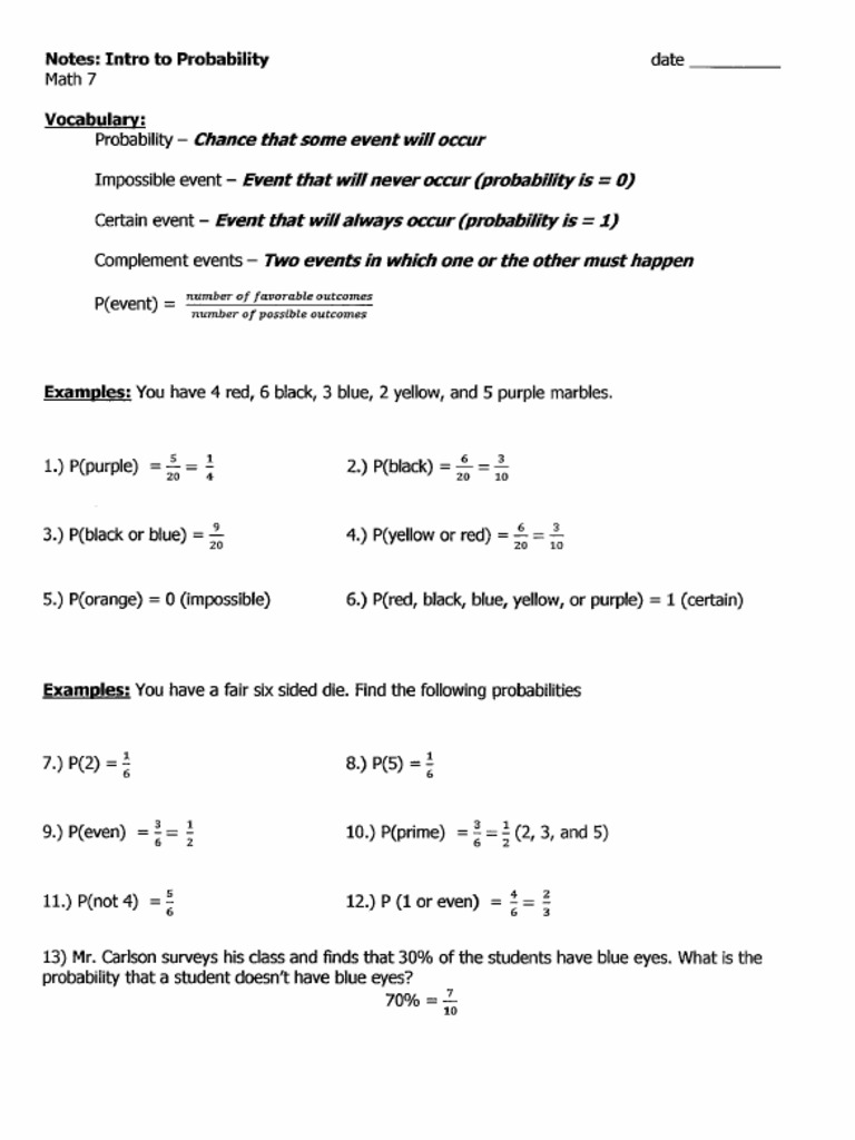Probability Notes Key | PDF