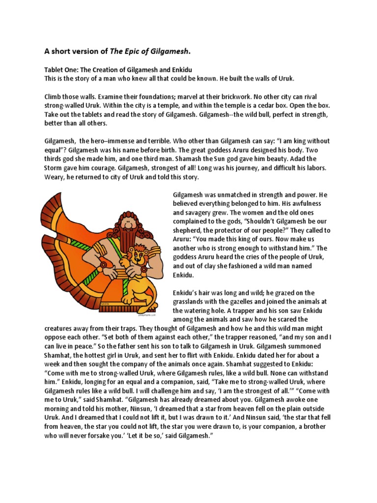Summary of Gilgamesh and Enkidu's Tale | PDF | Epic Of Gilgamesh ...