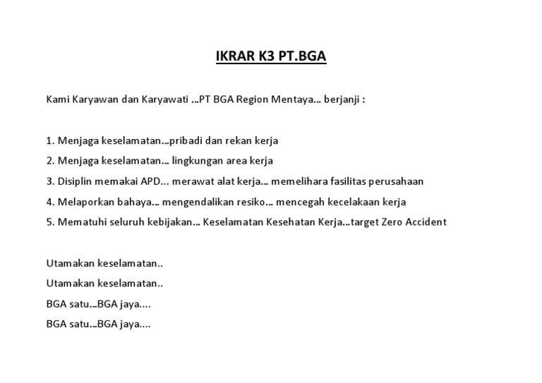 Ikrar K3 PT - Bga | PDF