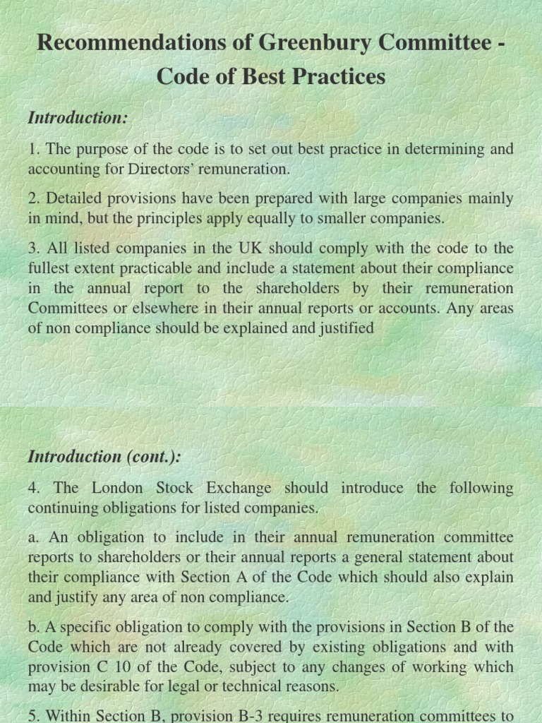 Greenbury Committee Remuneration Guidelines | PDF | Board Of Directors ...