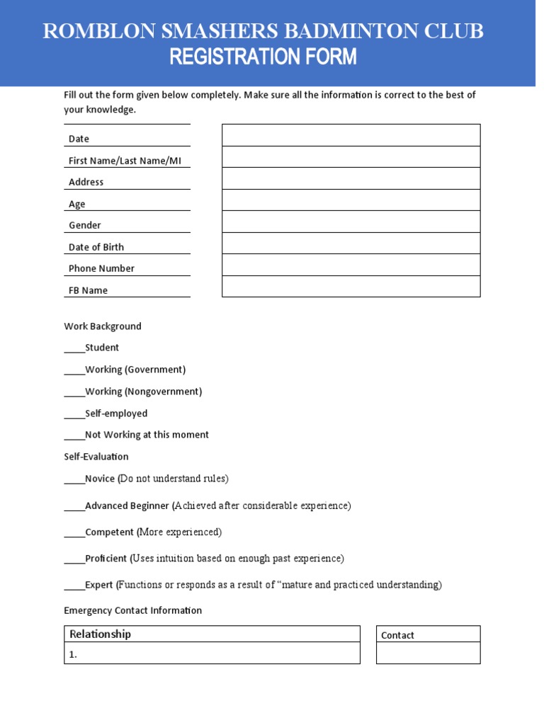 RSBC Registration Form | PDF