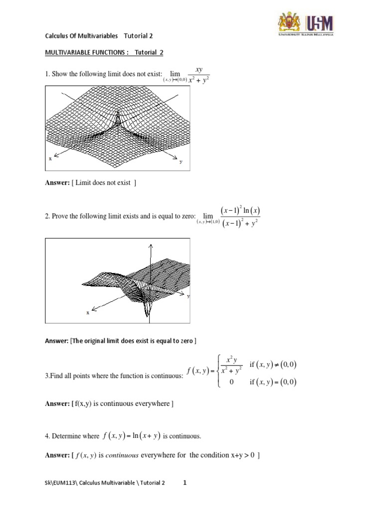 MULTIVARIABLE FUNCTIONS Tutorial 2022 For Students | PDF | Teaching Methods & Materials
