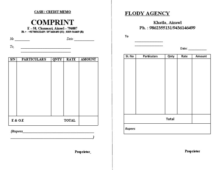 Cash Memo - Copy | PDF