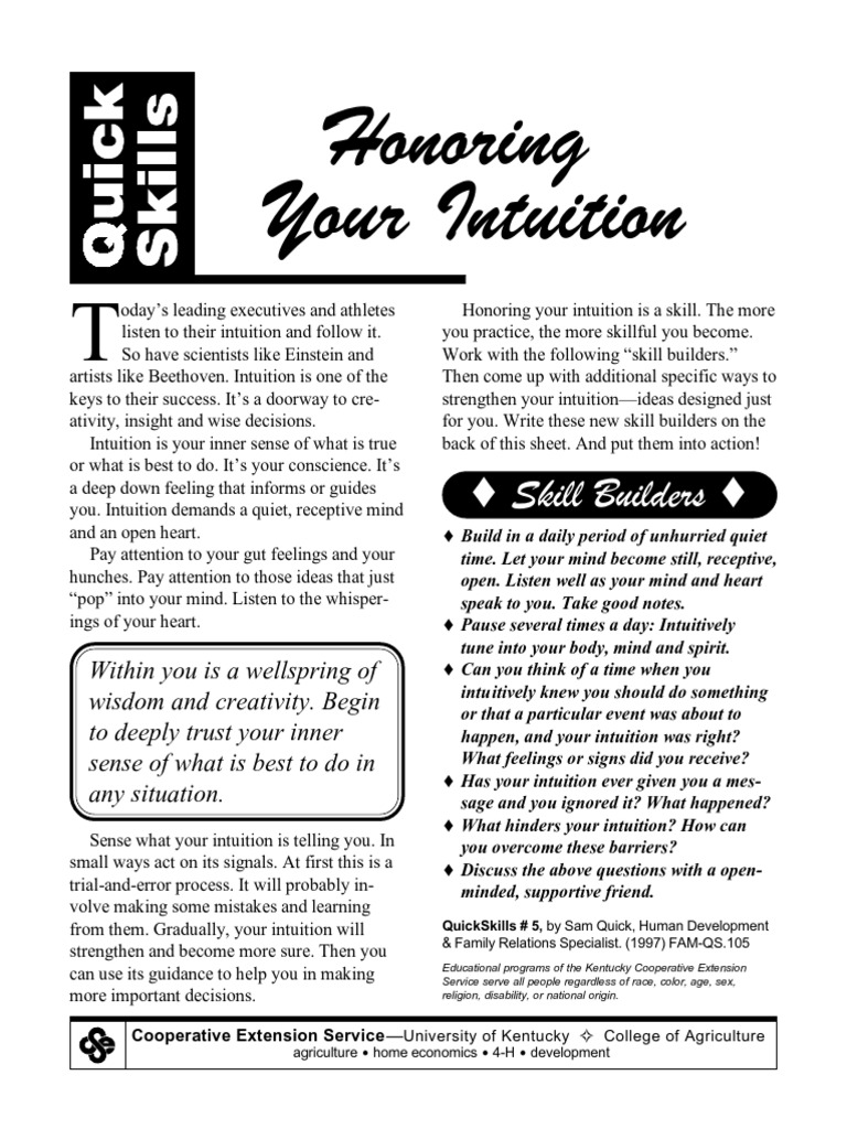 Honoring Your Intuition: © Skill Builders © | PDF | Intuition | Learning