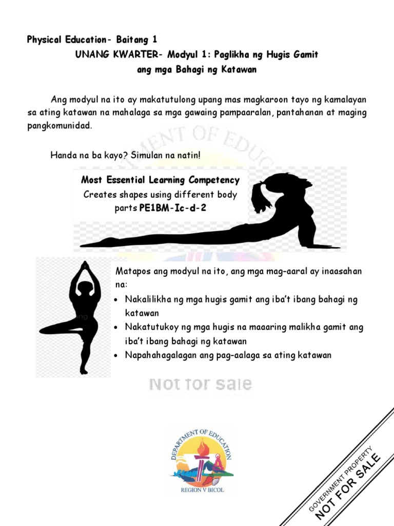 PE Quarter 1 Module 1creating Shapes Using Different Body Parts | PDF