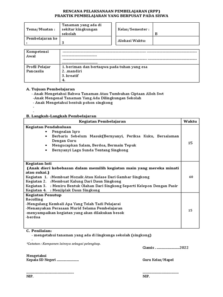 Lembar Kerja 2 - RPP Sederhana | PDF