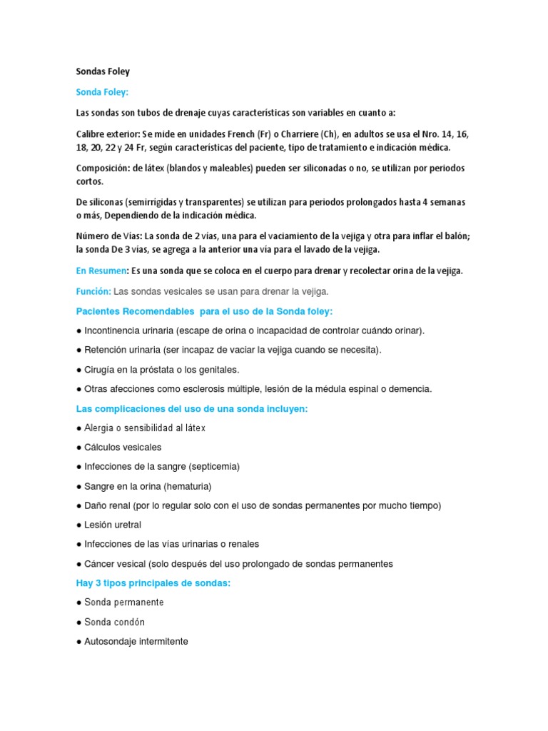 Guía sobre el uso y colocación de sondas Foley | PDF | Vejiga urinaria ...