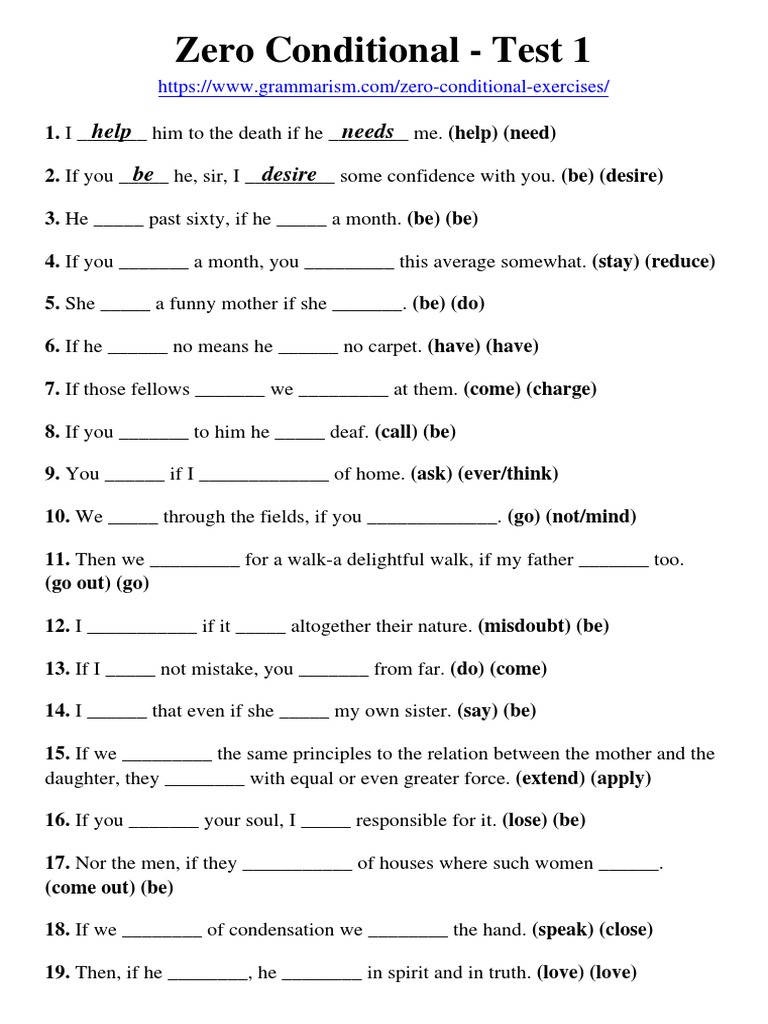 Grammarism Zero Conditional Test 1 1844677 | PDF