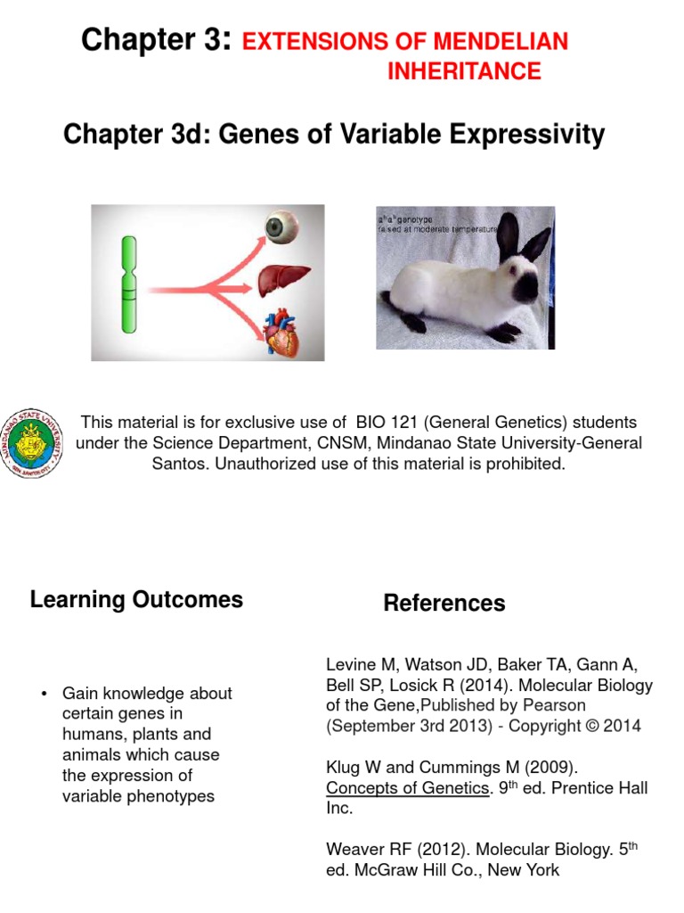 Chapter 3d Genes of Variable Expressivity | PDF | Dominance (Genetics ...