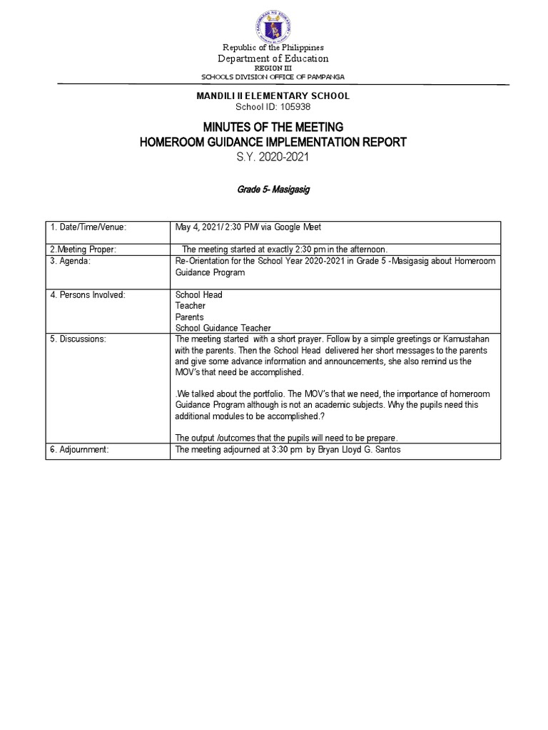 5 - Masigasig-Hgp - Minutes | PDF | Philippines