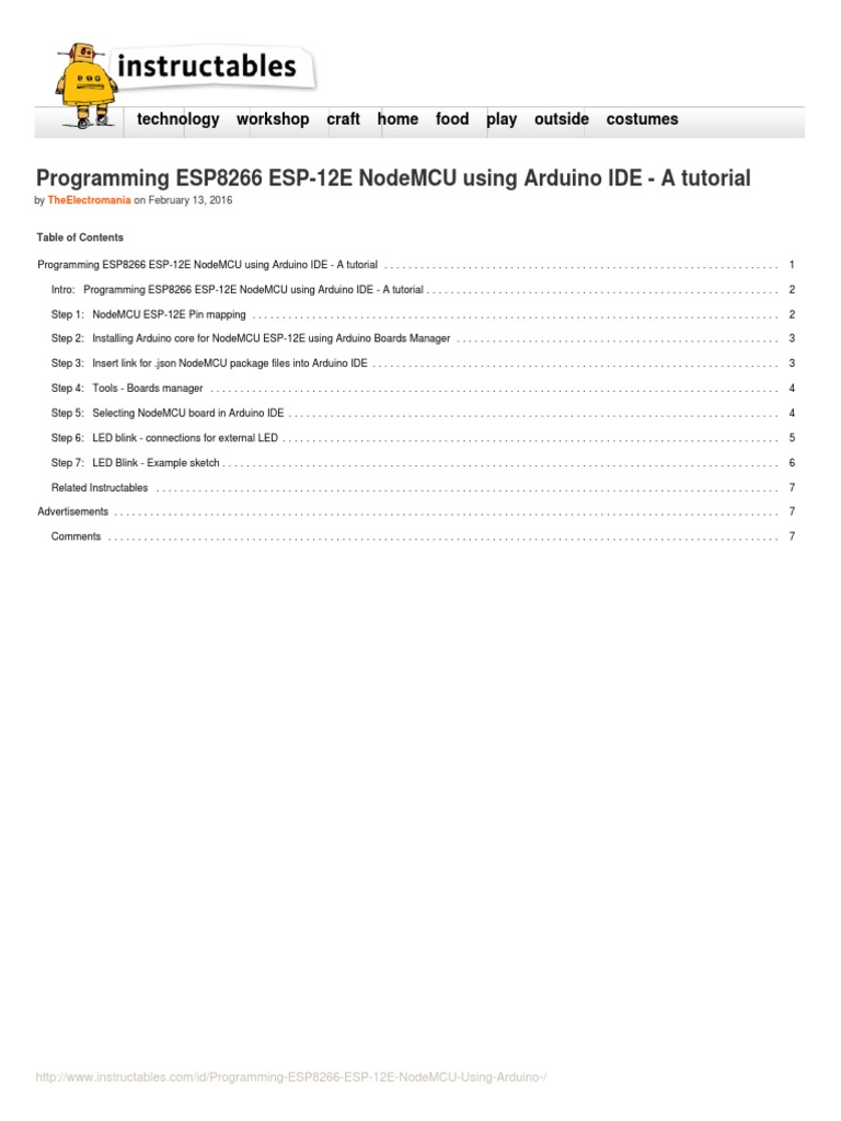 Programming Esp8266 Esp 12e Nodemcu Using Arduino Pdf Arduino Computing 3554