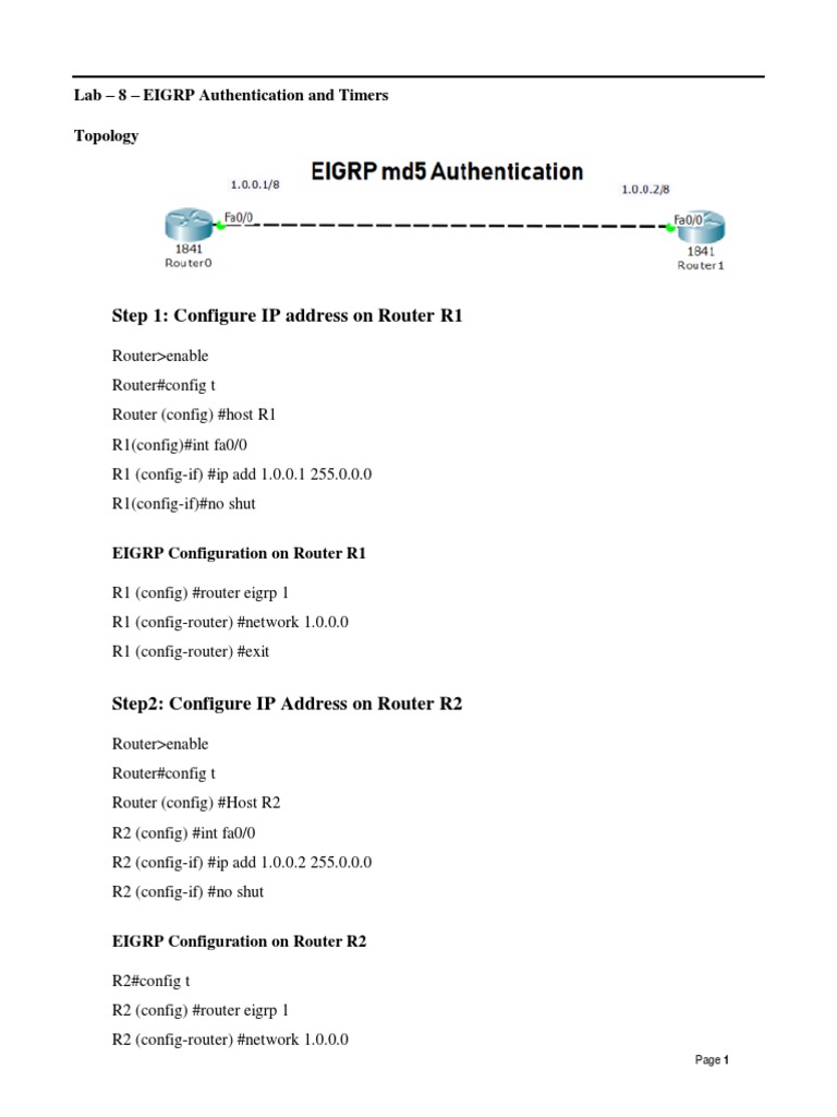 Exercise - 9 - EIGRP - Authentication | PDF