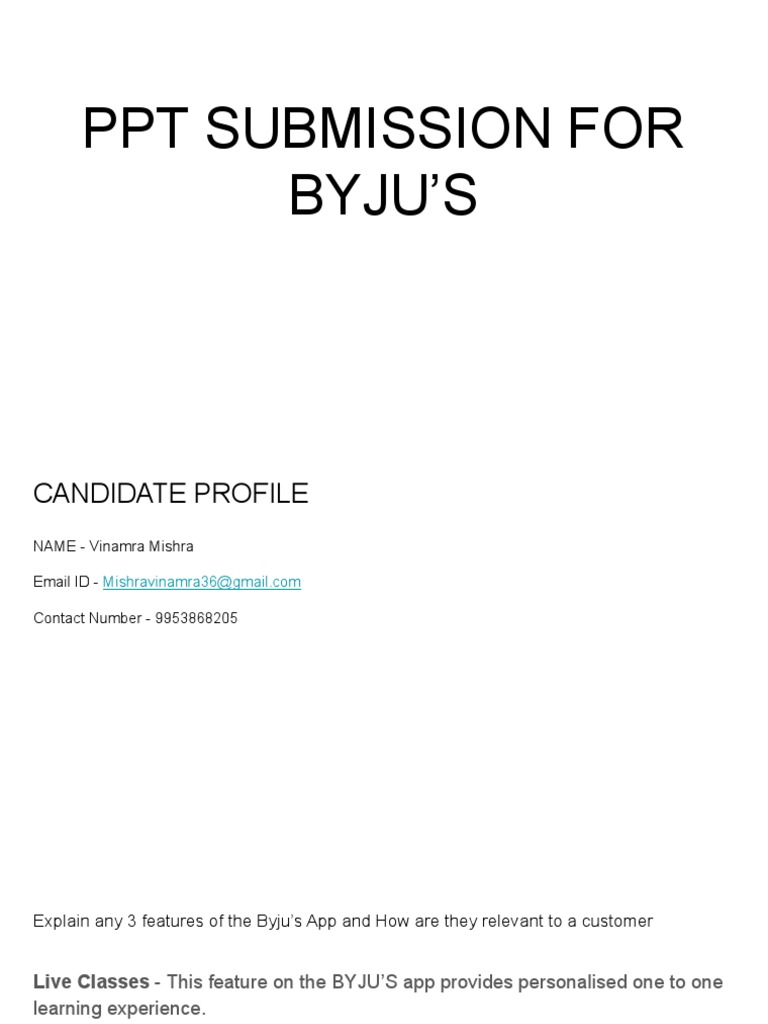 BYJU'S App Features and Counseling Offer | PDF | Learning | Educational ...