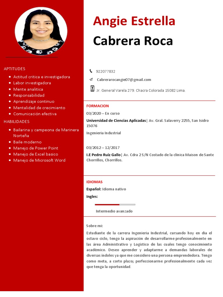 Perfil de Angie Estrella Cabrera | PDF | Crecimiento personal y profesional