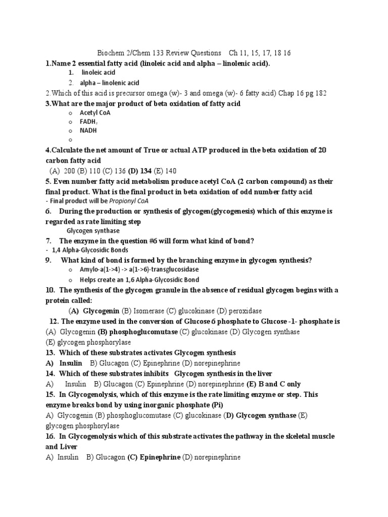 Biochem 2 | PDF | Glycogen | Lipoprotein