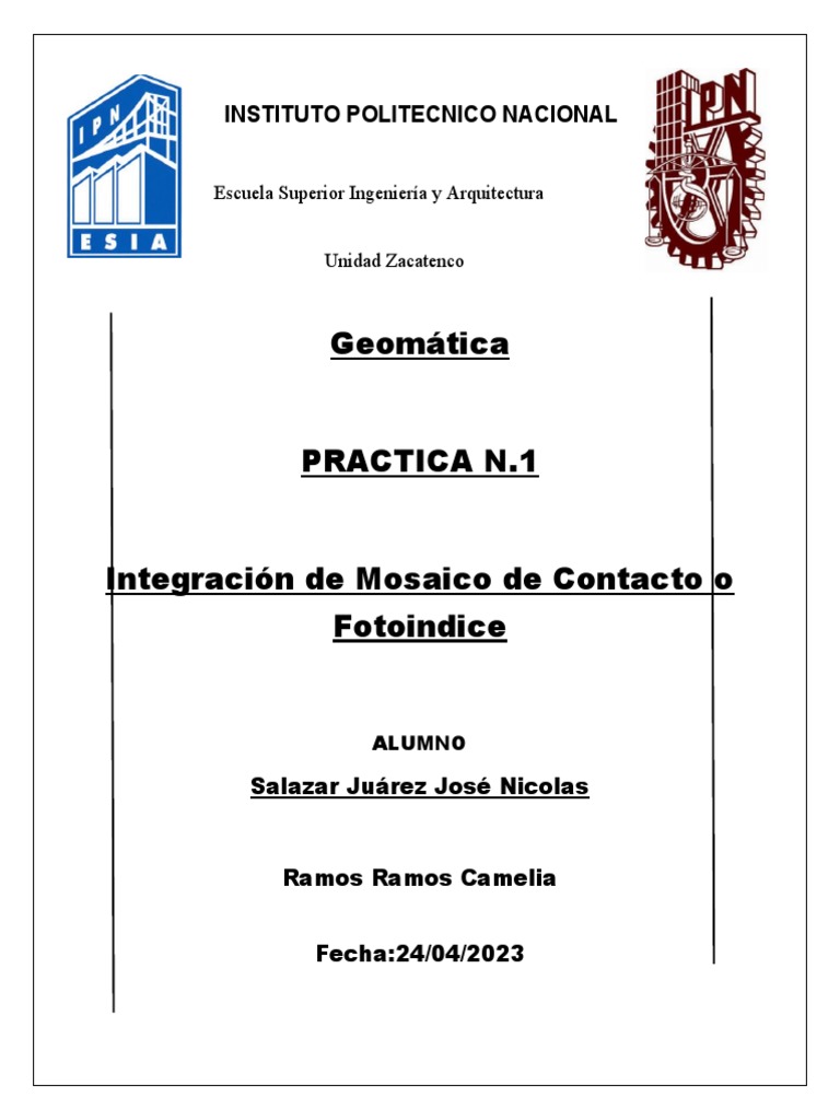 Geomática Practica N.1 Integración de Mosaico de Contacto o Fotoindice | PDF