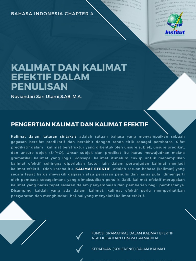 Bahasa Indonesia - Chapter 4 & 5 - Kalimat Dan Kalimat Efektif Dalam ...