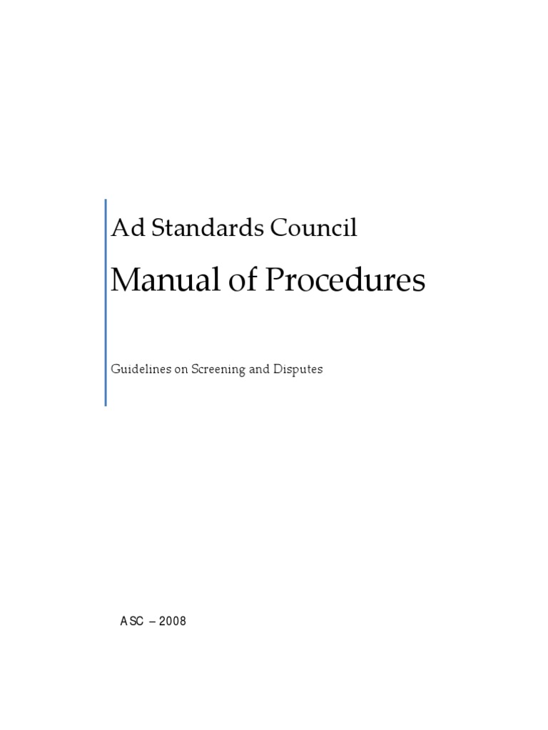 ASC Manual of Procedures | PDF | Advertising | Complaint