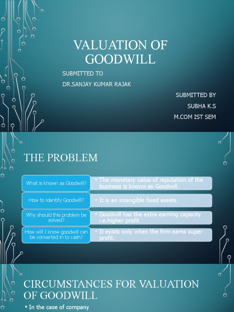 Valuation of Goodwill | Download Free PDF | Valuation (Finance ...