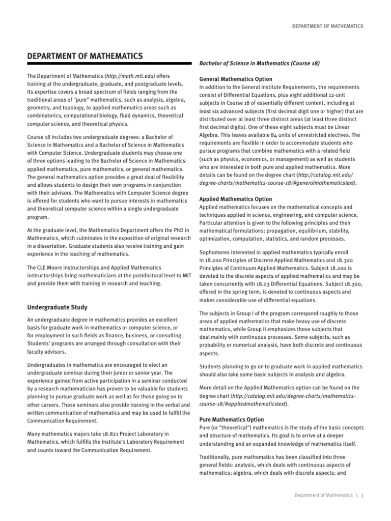Department of Mathematics: Bachelor of Science in Mathematics (Course ...