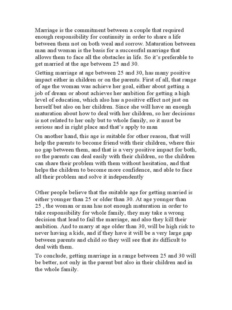 Ideal Marriage Age: 25-30 | PDF