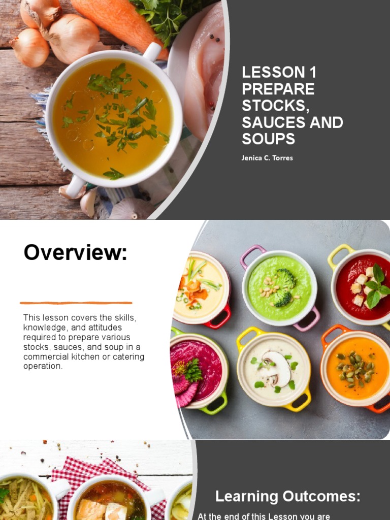 Preparing Stocks, Sauces, and Soups | PDF | Soup | Stock (Food)