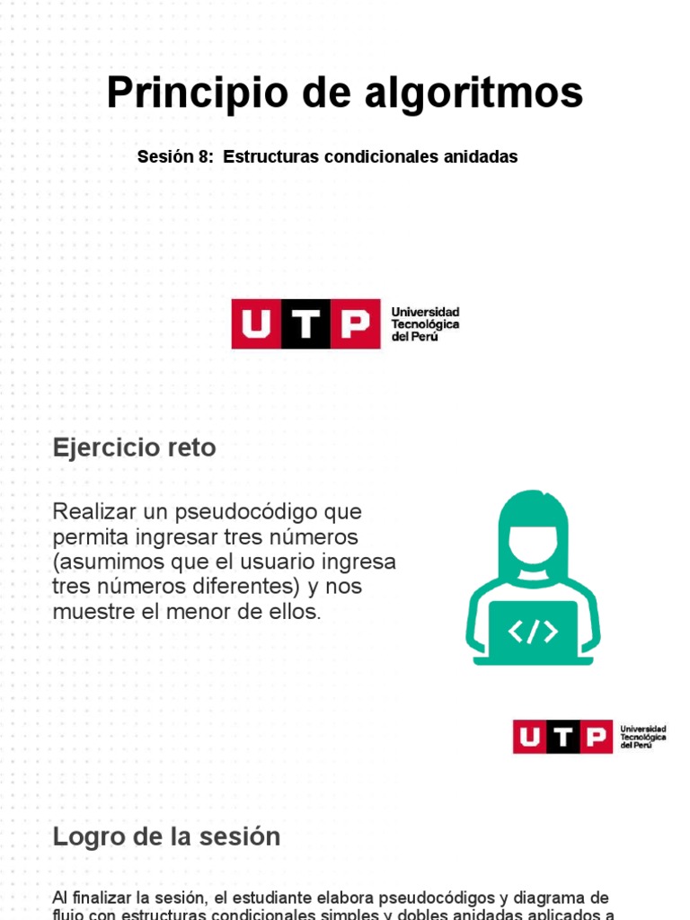 Principio de Algoritmos: Sesión 8: Estructuras Condicionales Anidadas | PDF