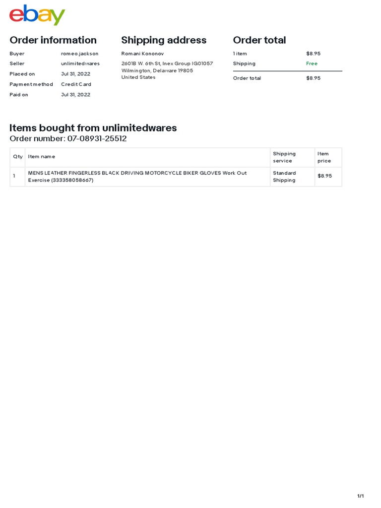 Order Information Shipping Address Order Total | PDF