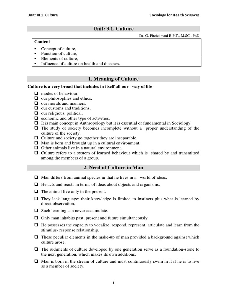 Unit 3 1 Culture | PDF