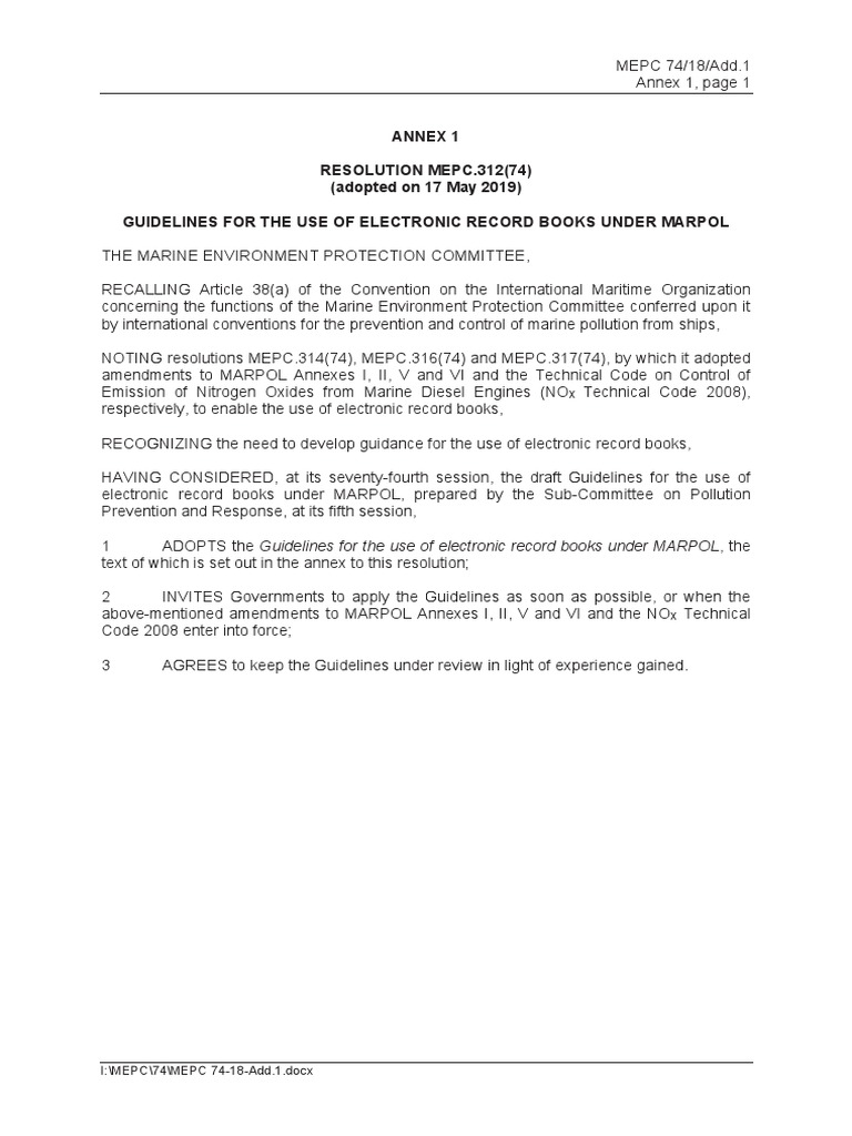 CIRCULAR 20-024 - Attachment 1 - MEPC.312 | PDF | Authentication ...