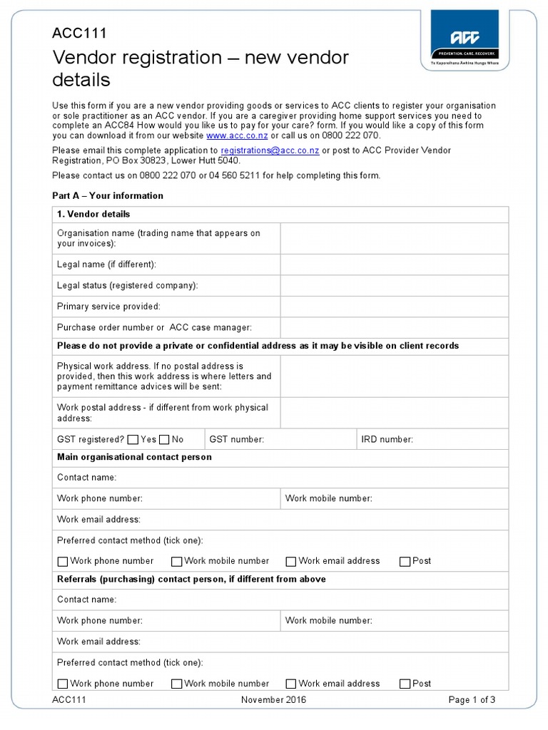 ACC Vendor Registration Form Guide | PDF | Invoice | Mobile Phones