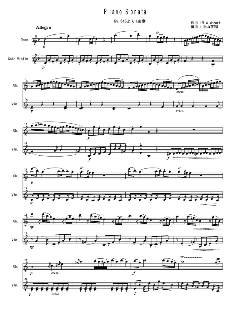 Mozart Piano Sonata Kv.545 | PDF