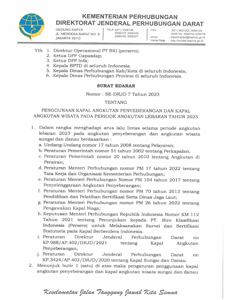 SE Penggunaan Kapal Angkutan Penyeberangan Dan Kapal Angkutan Wisata Pada Periode Angleb Tahun ...