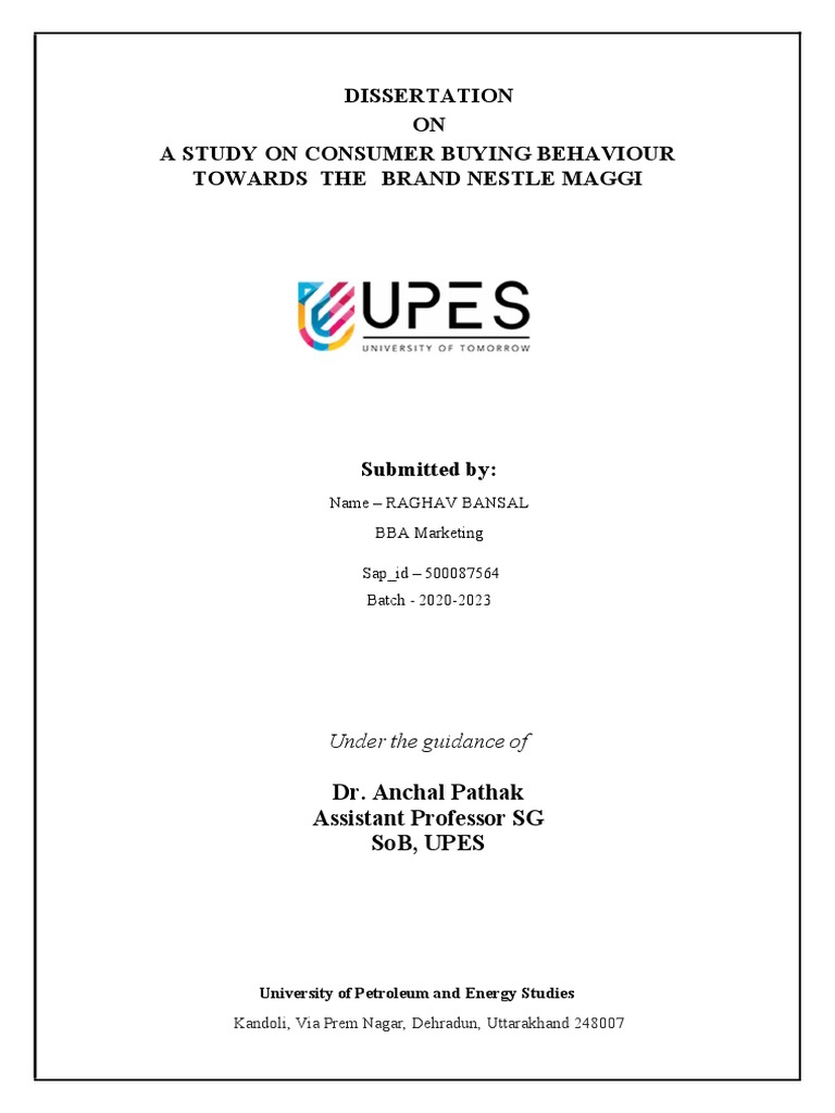 Dissertation Raghav Bansal | PDF | Brand | Methodology