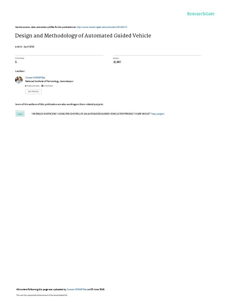 Design and Methodology of Automated Guided Vehicle | PDF
