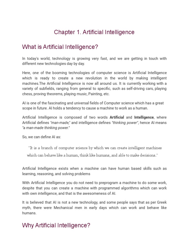 ETI Chapter 1. Artificial Intelligence | PDF | Artificial Intelligence | Intelligence (AI ...