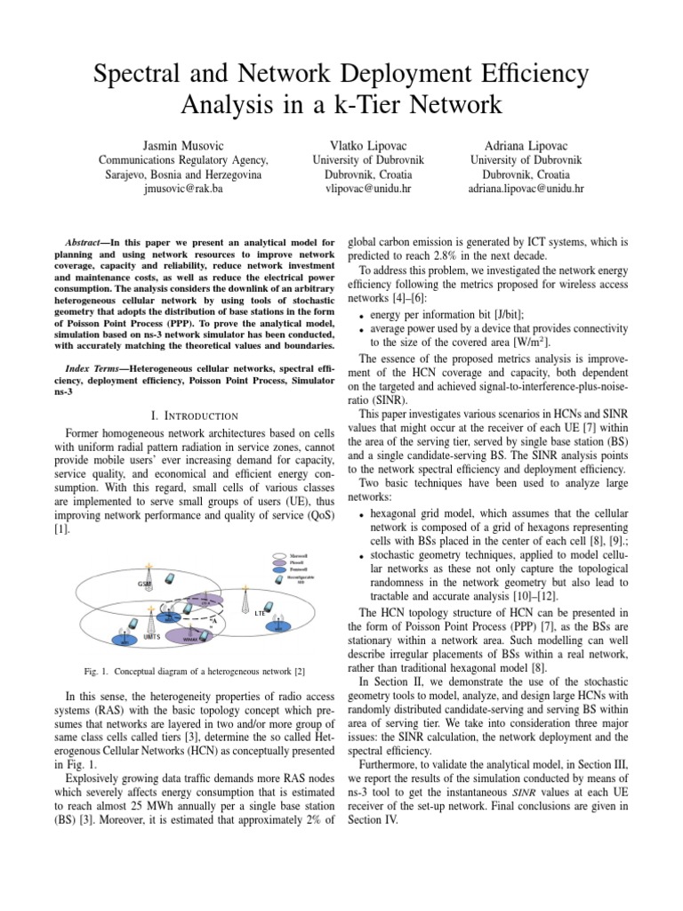Spectral and Network Deployment Efficiency Analysis in A K-Tier Network ... Spectral and Network Deployment Efficiency Analysis in A K-Tier Network ...