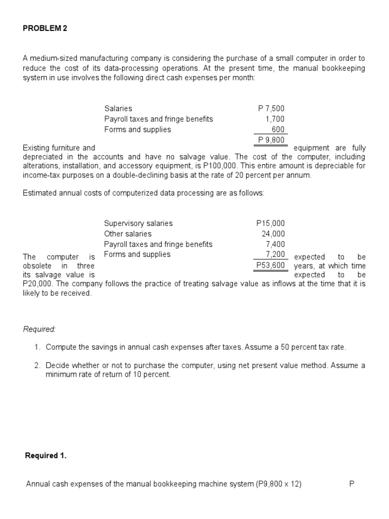 Problem 2: Required | PDF | Depreciation | Present Value