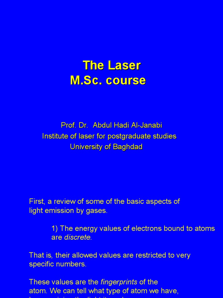 Lec 1 Principles of Laser | PDF
