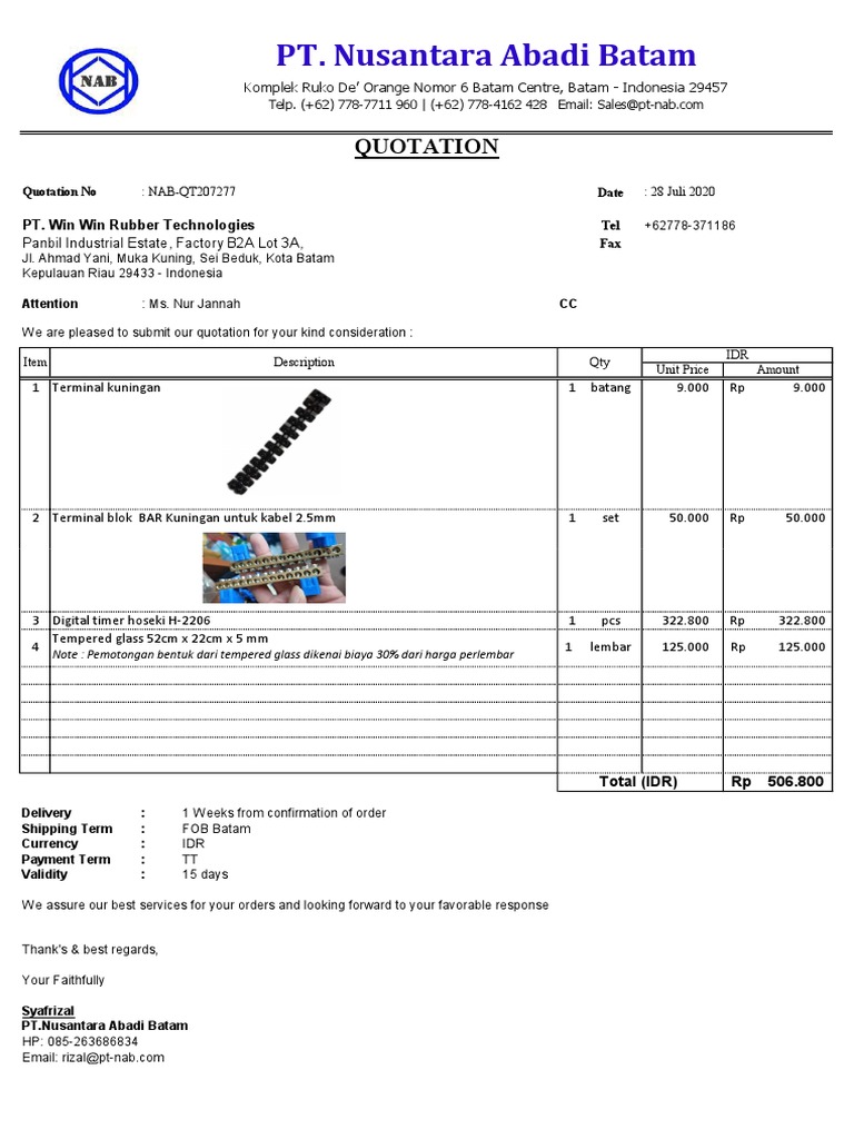 NAB-QT207277 - Terminal kuningan, etc | PDF