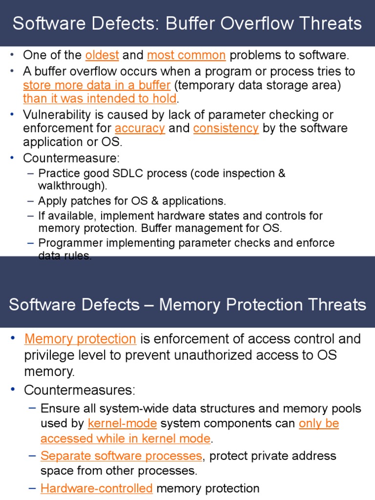 Software Defects: Buffer Overflow Threats | PDF | Operating System | Security Engineering